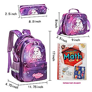MOHCO Kids Backpack 16 in School Bookbag with Insulated Lunch Box Pencil Case Lightweight Student Bookbag for Girls and Boys