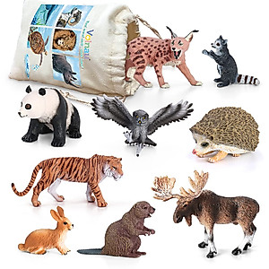 Volnau Safari Animal Figurines Toys 9PCS Eurasia Figures for Toddlers Kids Christmas Decoration Gift Preschool Educational Tiger Panda Jungle Forest Zoo Pack