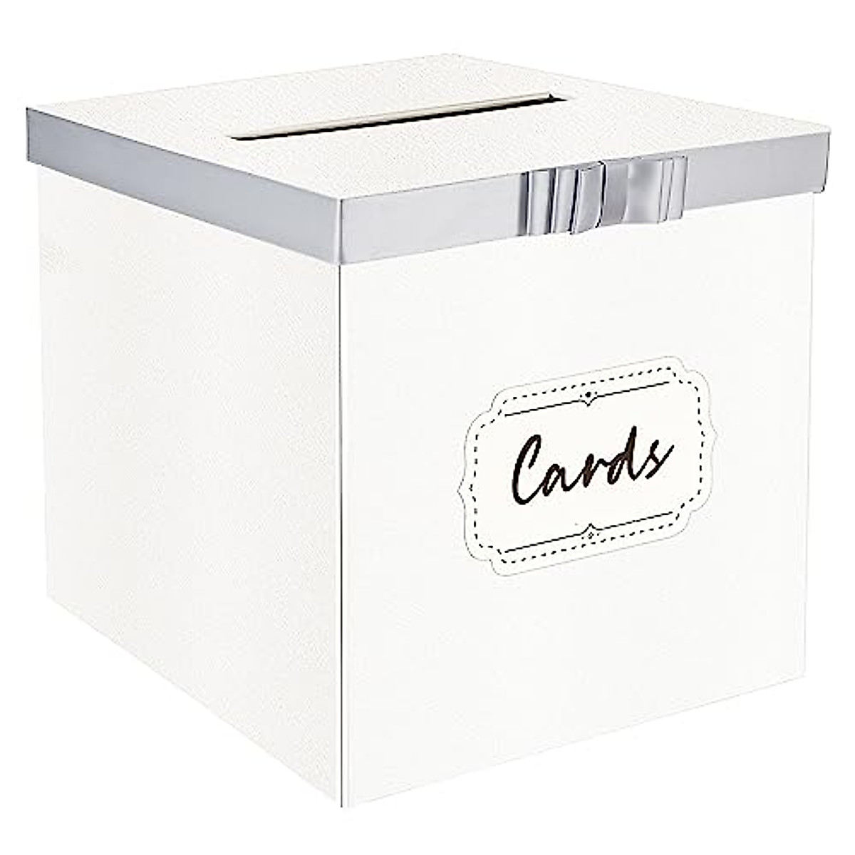 KOLUTI White Wedding Card Box, 10"x 10" Large Gift Card Box with Ribbon & Card, Elegant Memory Envelope Boxes for Party, Birthday, Graduation, Retirements, Housewarming, Baby Shower