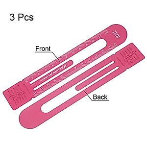 HARFINGTON 3pcs Straight Ruler 12cm Metric Aluminum Alloy Ruler Scale on Both Sides Hollow Design Bookmark Measuring Tool for Children Study Classroom Office, French Rose