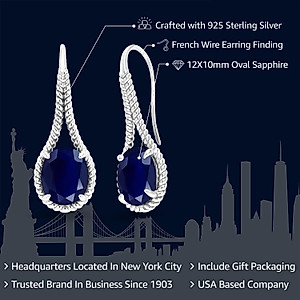 Gem Stone King Oval Gemstone Dangle Earrings For Women In 925 Sterling Silver | 12X10MM Oval Gemstone Birthstone French Wire Drop Dangle Earrings | 1.18 Inch