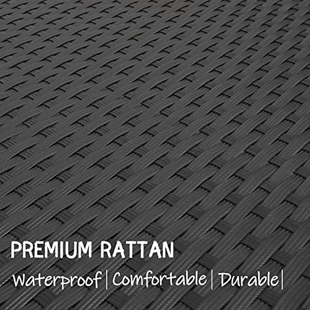 DIMAR GARDEN Outdoor Coffee Table Wicker Patio Side Table with Glass Top,25.2in Black