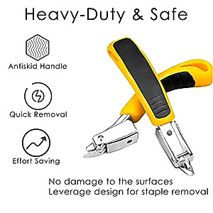 GEARLINTON Staple Remover Heavy Duty for Upholstery Staple Puller Lifter with Ergonomic Handle for Removing Nails in Furniture Carpet Floor Carton, Yellow