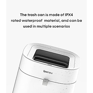 TOWNEW T Air Lite(T02B) Self-Sealing 4.4 Gallon Waste Bin | No Lid Waterproof Motion Sense Activated Garbage Bin | Smart Home Electric Trash Cans - White x1 Refill Ring Included (Up to 25 Bags)