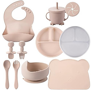 Wee Allpakas Silicone Baby Feeding Set - Complete 11 - Piece | Baby Led Weaning Utensils - Food Grade, Non-BPA, Baby Feeding Supplies - Ultra-Strong Suction