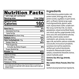 WonderSlim Protein & Fiber Bar, Salted Toffee Pretzel, 15g Protein, 7g Fiber, Gluten Free (7ct)