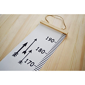 Baby Height Growth Chart Hanging Rulers Kids Room Wall Wood Frame Canvas Ruler Room Decoration 79''x7.9'' (Arrow)