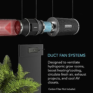 AC Infinity CLOUDLINE S8 PRO, Quiet 8” Inline Duct Fan with 10-Speed Controller, EC-Motor Ventilation Exhaust Fan for Heating Cooling Booster, Grow Tents, Hydroponics