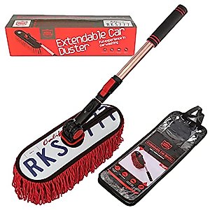 Car Duster Exterior Scratch Free Extendable Handle,Wax Cotton Hair Car Brush Kit for Car,Truck,SUV,RV and Motorcycle,Duster for car Cleaning，No Lint（CA Designer License Plate）