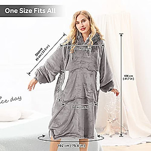 Uttermara Knit Weighted Blanket 15 Pounds 48x72 Inches, Weighted Blankets Knitted, Grey + Blanket Hoodie Women and Men with Giant Front Pocket Elastic Sleeve, Gray