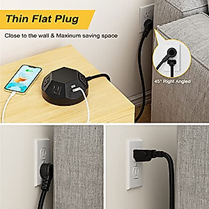 Power Strip Tower with PD 20W USB C Ports, Surge Protector with 4 Outlet and 4 USB Ports, 6.56 FT Extension Cord Power Tower Charging Station for Desk, Home Office, Living Room, Bedroom