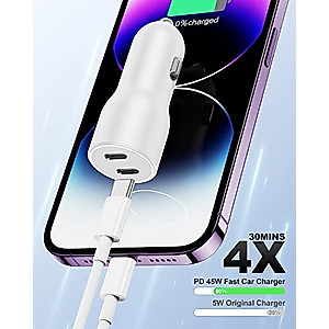 iPhone Car Charger Fast Charging, [Apple MFi Certified] 45W Dual USB C Car Charger Cigarette Lighter with 2Pack USB C to Lightning Cable Cord,Apple Car Charger for iPhone 14/13/12/11 Pro Max Plus iPad