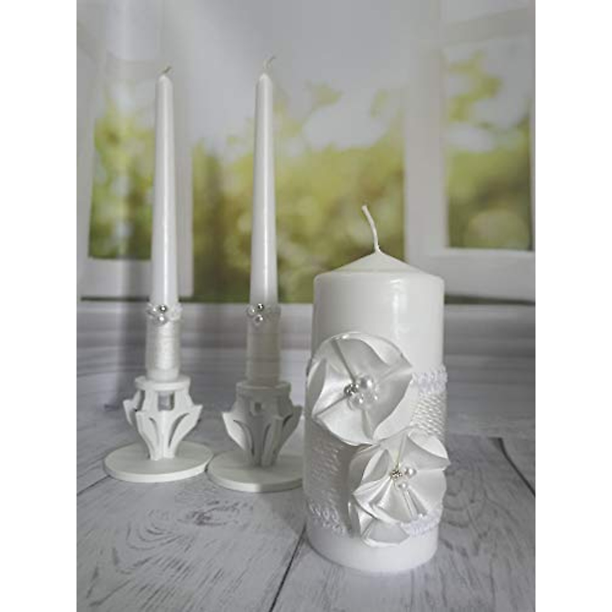 Magik Life Unity Candle Set for Wedding - Wedding décor - Decorative Candles Pillar - 6 Inch Pillar and 2 10 Inch Tapers - Unity Candle