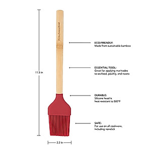 KitchenAid Bamboo Pastry Brush, 11.5-Inch, Empire Red