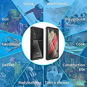 Comosso Waterproof Galaxy S23 Ultra Case - 6.8" Full Body Protection with Built-in Screen Protector & Shockproof Clear Black Cover