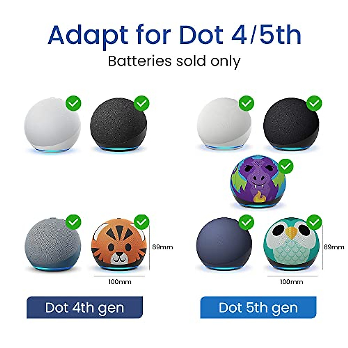 GGMM D5 Battery Base for Echo Dot 5th Generation, Portable Echo Dot Battery Base, Compatible with Alexa Echo Dot 4/5th Gen, Dot 5 Stand Accessories, Last Up to 7 Hours, White (Not Include Speaker)