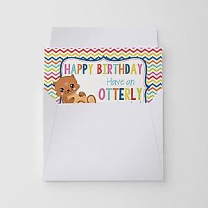 Adorable Otter OTTERLY Amazing Day Birthday Pun Themed Single (1) All Occasion Blank Birthday Card To Send To Friends & Family, 4"x 6" (when folded) Fill In Greeting Note Card by AmandaCreation