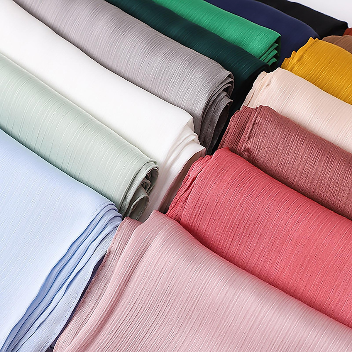 PeacePray Premium Silky Glossy Hijab for Women, Crepe Crinkle Muslim Head Scarf, Graceful Feminine Charm, Mint Green