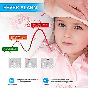 Digital Infrared Ear Thermometer for Adults and Kids Baby Babies Toddlers Forehead Basal Fever Instant Read Thermometers for Humans, Home with Fever Alarm, LED Display and Memory Function