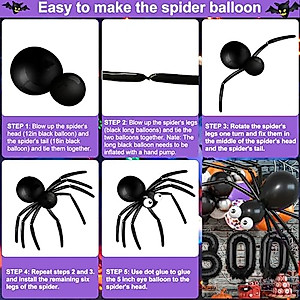 128 Pcs Halloween Confetti Balloons, Huge Spider Boo Ghost Aluminum Foil Balloons Black Orange Purple Helium Latex Balloons for Birthday, Baby Shower, Halloween Party Decorations Supplies