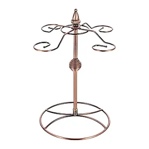 VOSAREA Countertop Wine Rack Wine Glass Holder Red Wine Drying Rack Freestanding Stemware Holder Stand Holds Up to 4 Glasses for Home and Bar Storage Bronze Goblet Storage Rack