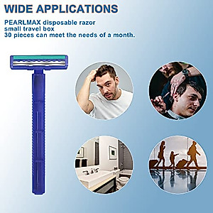 ACEPILOT Disposable Razors for Men/Women's Grooming, Use Body & Face Portable Disposable Razor,Suitable for Travel, Business, Outdoor Personal Cleaning Care(1Bxo/30Pcs - Blue)