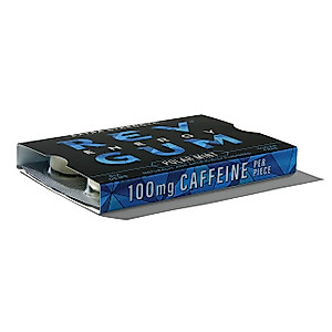 Rev Gum Caffeine Energy Gum | Extra Strength 100mg of Caffeine per Gem | Polar Mint Sugar Free Caffeine Gum - Low Calorie Chews to Help You Stay Alert, Awake and Focused - Mint Chewing Gum - 12 Packs