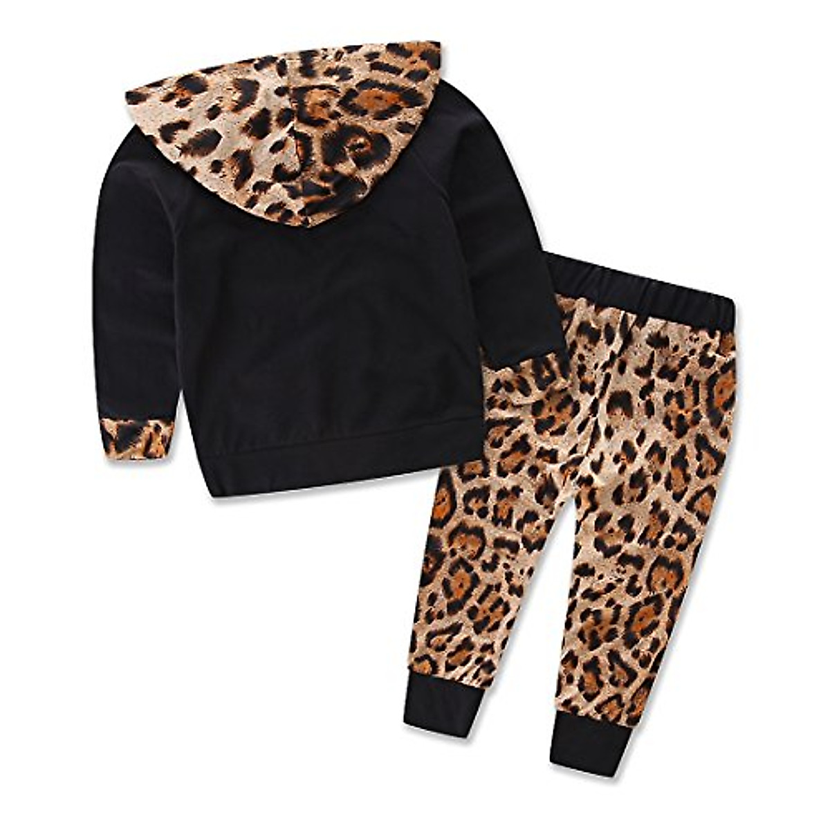 Baby Girls Floral Hoodie+ Floral Pant Set Leggings 2 Piece Outfits for 6M-3Y (18-24Months, Leopard)