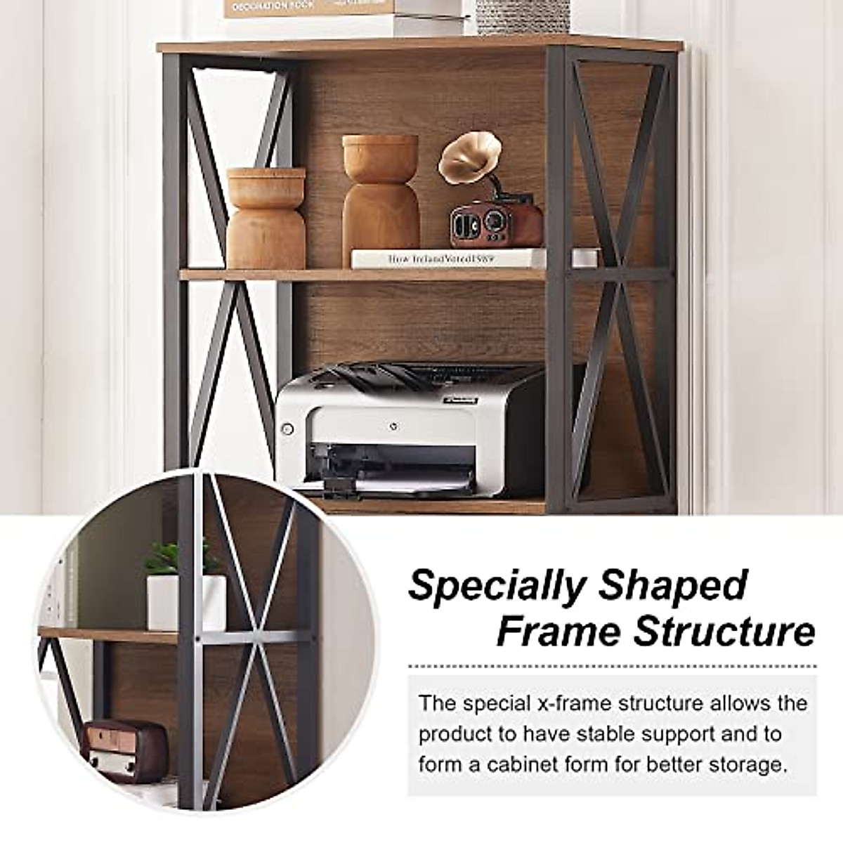 HOMISSUE Bookcase,6-Tier Tall Bookshelf Indstrial Bookshelves with Cabinet, Free Standing Modern Bookcase for Home Office Living Room and Bedroom,Vintage Brown