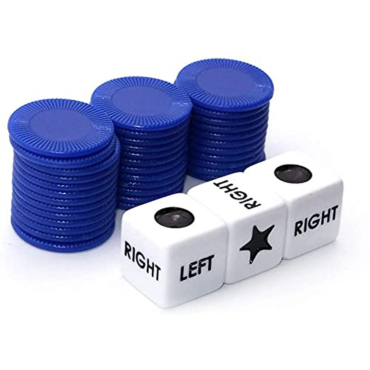 Befantasway Right Left Center Dice Game Set with 3 Dices& 36 Chips - Blue