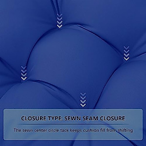 EAIMi Outdoor Chair Cushions - Waterproof Tufted Seat Cushions for Patio Furniture Set of 2 - U Shaped Memory Foam Overstuffed Patio Cushions for Wicker Chair with Round Corner 19"x19"x5", Navy