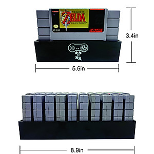 Collector Craft Black Game Organizer Compatible with Nintendo SNES Cartridge, Dust Cover, Cartridge Holder, Super Nintendo Entertainment System