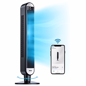Dreo 42'' Pilot Pro Tower Fan with Remote, Black (DR-HTF005) & Tower Fan with Remote, 90° Oscillating Bladeless Fan, 42 Inch, Quiet with 6 Speeds, Large LED Display