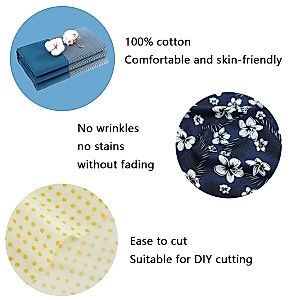 7 Pieces Cotton Fabric Plainl Printed (20"x20"), Comfortable Fabric for Sewing, Patchwork Quilting Fabric, Pretty Flower Pattern Material for Quilting Sewing Cloths Sewing DIY Artcraft -Yellow