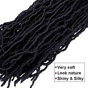 7Packs New Faux Locs 24 Inch Crochet Hair Soft Locs Curly Wavy Pre-Looped Faux Locs Goddess Synthetic Fiber Hair Extensions (24Inch,1B)