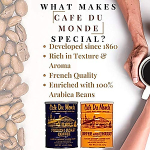 Cafe Du Monde Ground Original French Chicory Roast Chocolate-like Coffee SET 2 PACKS with 2 Stainless Steel Mixing Stirring Spoon | Coffee Stirrers