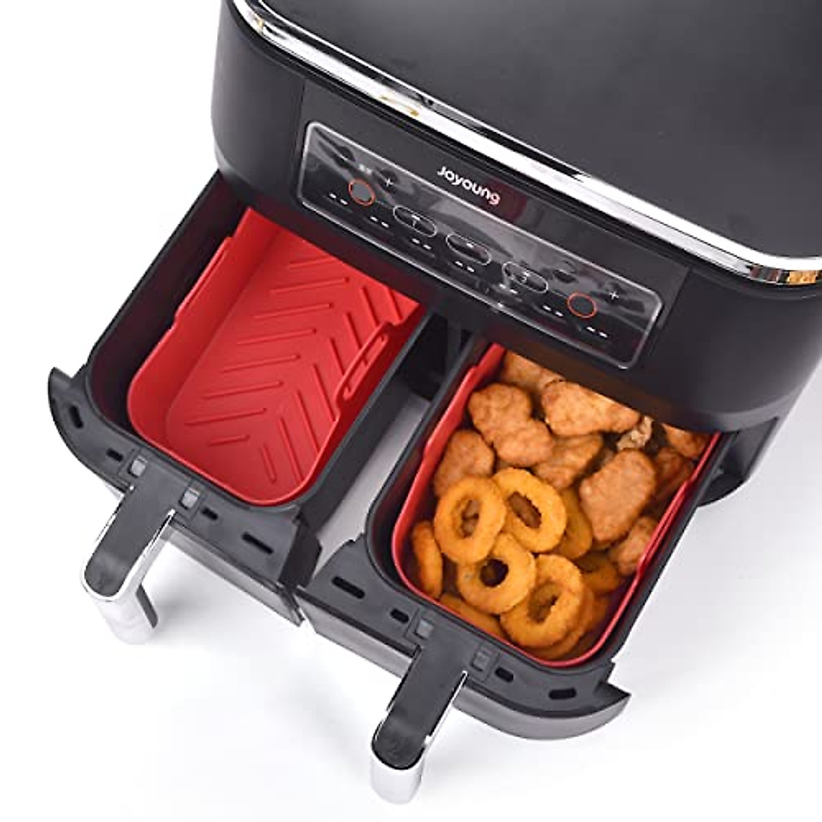 2-Pack Air Fryer Silicone Pot for 8 QT Ninja Foodi Dual DZ201,Reusable Rectangle Silicone Air Fryer Liners,Food Safe Air Fryer Basket Accessories with Heat Proof Gloves & Cleaning Brush