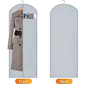 MecTo Garment Bags Set of 2, Dust-Proof Garment Bags for Hanging Clothes, Suit Bag for Storage and Travel with Clear Window, Breathable Dress Bags for Gowns Suits Coats (Grey, 23.3 x 65 Inch)