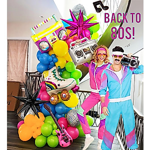 80S Music Theme Balloon Garland arch kit 160pcs with guitar disco ball musical note mylar balloon for back to 80s 90s disco Birthday party graduation prom decorations
