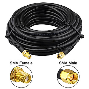 BOOBRIE SMA Cable Extension 32.8Ft Molded RG58/U SMA Male to SMA Female Cable SMA WiFi Antenna Extension Cable 50ohm SMA Coaxial Pigtail for 3G 4G LTE Low Loss WiFi Wireless LAN Router GPS(Not for TV)