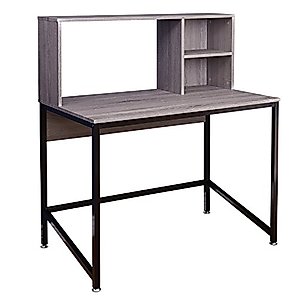 Target Marketing Systems Porter Computer Desks, Modern Writing Desktop with Hutch and 2-Open Shelves, Working Table for Home, Office, Bedroom and Study, 39.4", Gray Finish