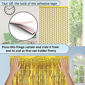KIWILEPI Bachelorette Party Decorations Gold Foil Curtain, 4Packs 3.3ft x 6.6ft Metallic Photo Booth 2 Styles Tinsel Wall Curtains Party Streamer for Birthday Wedding Engagement Bridal Shower Supplies