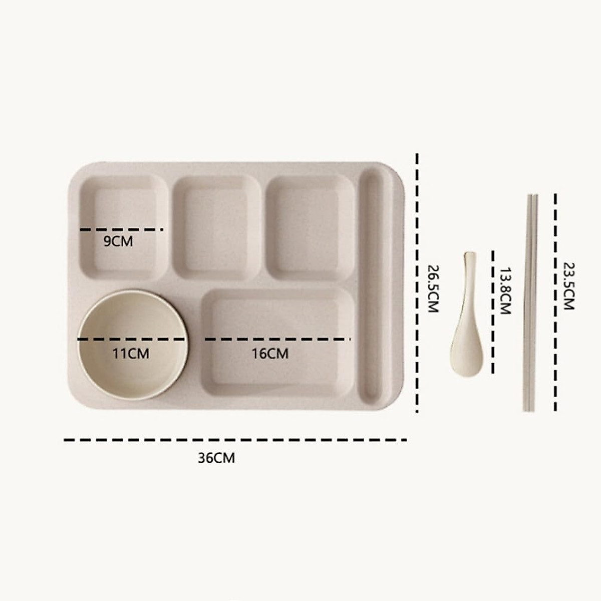Cabilock Portion Control Plate Compartment Food Tray Set Divided Dinner Plate with Bowl Utensil Wheat Straw Separate Dinner Dish Restaurant Home Serving Food Plate Blue Plates Divided