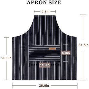 HiBaBy Apron, Adjustable 2 Pack Bib Aprons with 2 Pockets Cooking Kitchen Aprons for Men Women BBQ Outdoors Baking Crafting Drawing Chef Apron