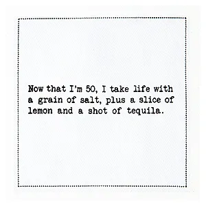 Five Star Napkins 50th Birthday Quotes White Cotton Cocktail Napkins, Beverage Napkins, Bar Napkins, Cloth Napkins, Party Napkins, Events, Holidays, Weddings, Birthdays, Disposable, 4.5" x 4.5"- (50x)