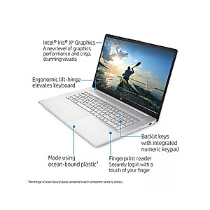 HP 2021 17.3" FHD IPS Laptop Computer, 11th Generation Intel Core i7-1165G7, 16GB RAM, 1TB PCIe SSD, Backlit Keyboard, Intel Iris Xe Graphics, HD Webcam, HD Audio, Windows OS, Silver, 32GB USB Card
