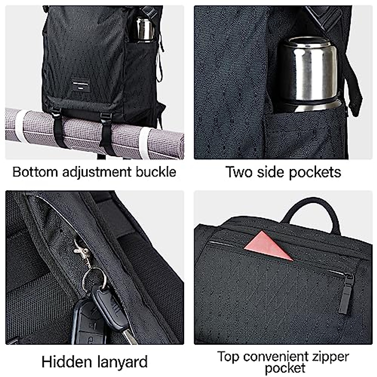 Hanke multifunctional carry on travel backpack Fits 15.6 inch latpot，Lightweight hiking backpack for women & men，Waterproof Friendly Durable Rucksack Weekender Bag Daypack.(Graphite Black)