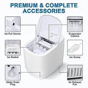 Countertop Ice Maker Machine Portable Ice Maker 35Lbs/24H 9pcs Ice Cubes Ready in 5-8 Mins, Portable Ice Maker for Home/Kitchen/Party