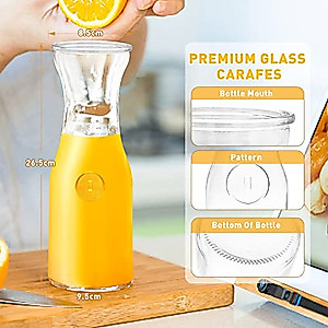 Mimosa Bar Supplies Decorations Kit - 4 Glass Carafes And Brunch Decors, 34oz Juice Containers With Lids And Floral Bubbly Bar Sign For Baby Shower Bridal Shower Birthday Party