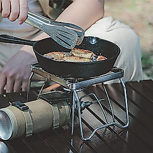 Outdoor Camping Portable Folding Burner Stove Stand Bracket, Folding Campfire Grill, Stainless Steel Cooking Grate with Adjustable Legs, BBQ Grill Holder for Camping Hiking Backpacking Striped